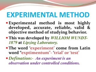 Methods of educational psychology and research. | PPTX