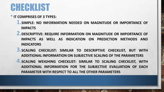 Methods of eia(environmental impact assessment) | PPTX