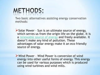 METHODS OF ENERGY CONSERVATION | PPTX