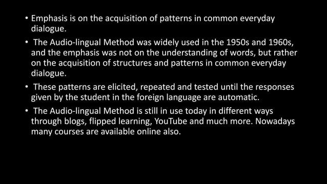 The Grammar Translation Method, The Direct Method and The Audio Lingual ...