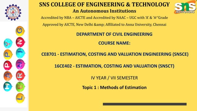 Methods of estimation - Estimation, Costing and Valuation Engineering ...