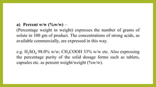 Methods of expressing concentration | PPTX