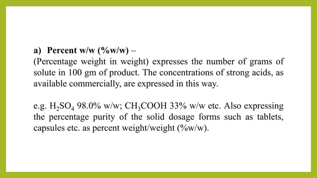 Methods of expressing concentration | PPTX | Chemistry | Science