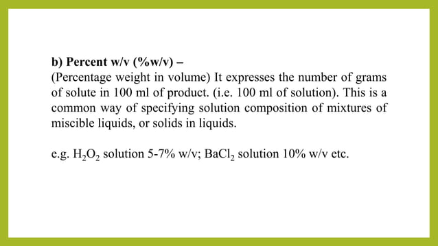 Methods of expressing concentration | PPTX | Chemistry | Science