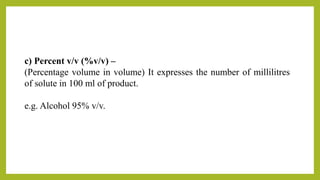 Methods of expressing concentration | PPTX
