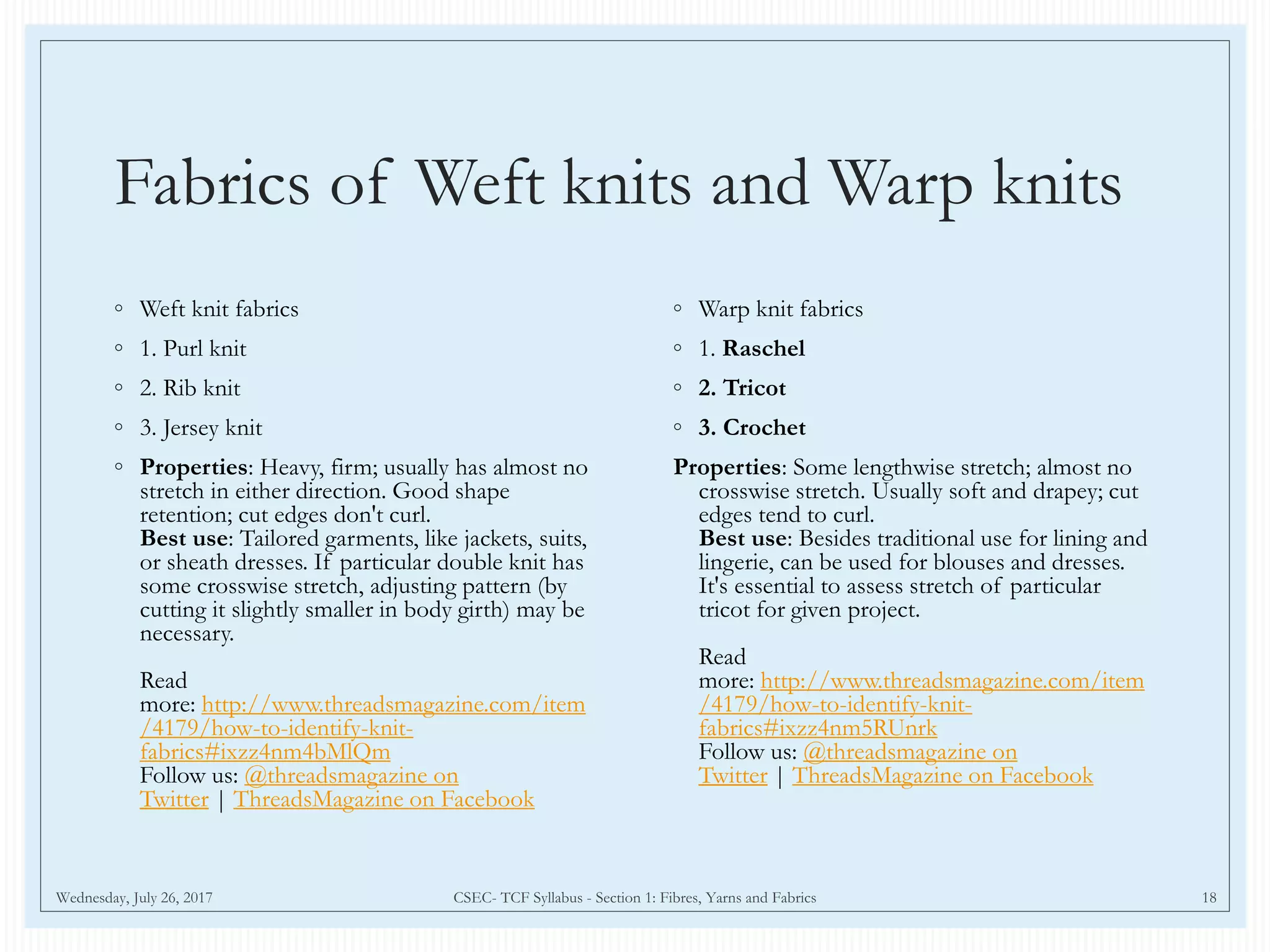 Methods of Fabric Construction | PPTX