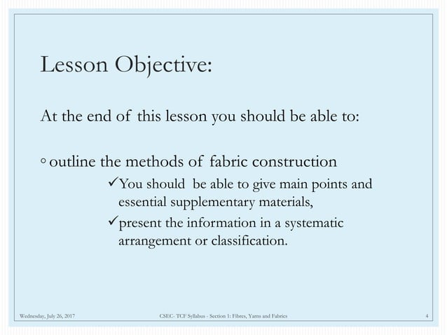 Methods of Fabric Construction | PPTX