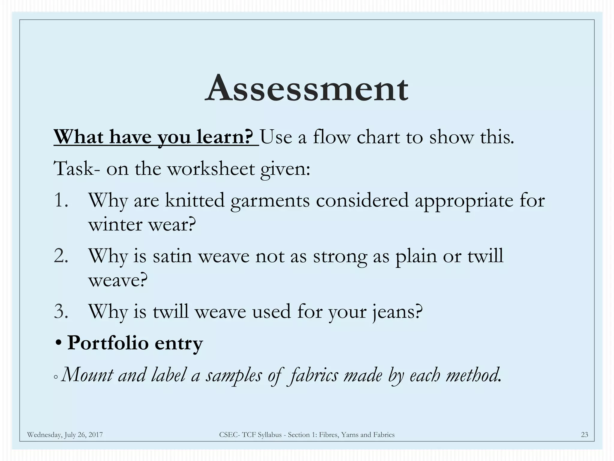 Methods of Fabric Construction | PPTX