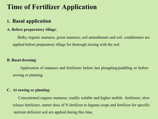 Methods of fertilizer application | PPT | Agriculture | Industries
