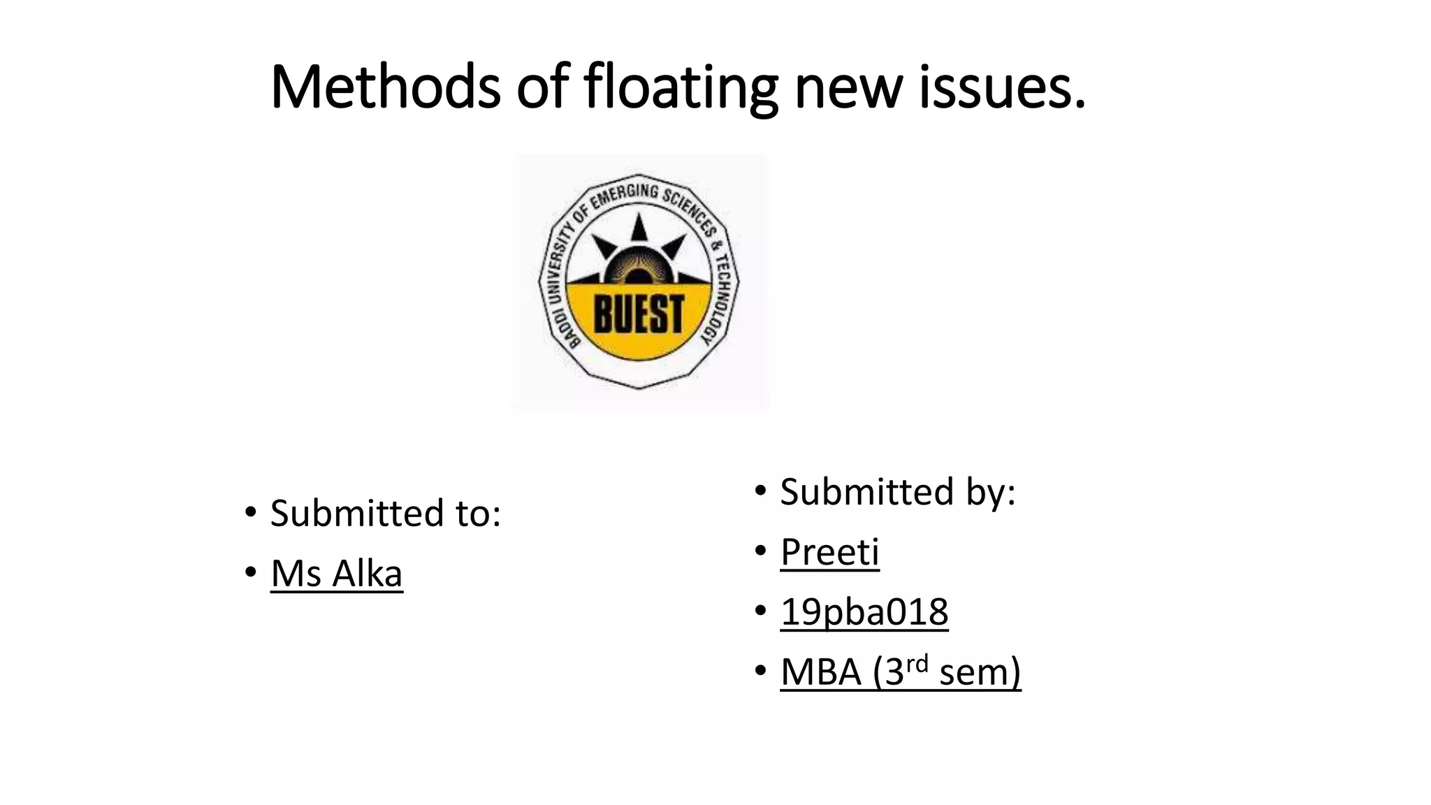Methods of floating new issues | PPTX