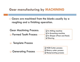 Methods of gear manufacturing | PDF