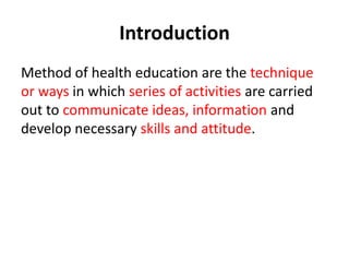 Methods of Health Education | PPTX