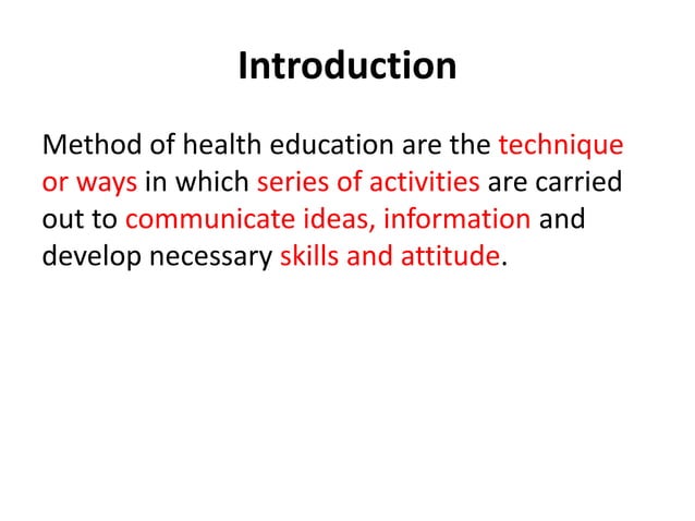 Methods of Health Education | PPTX