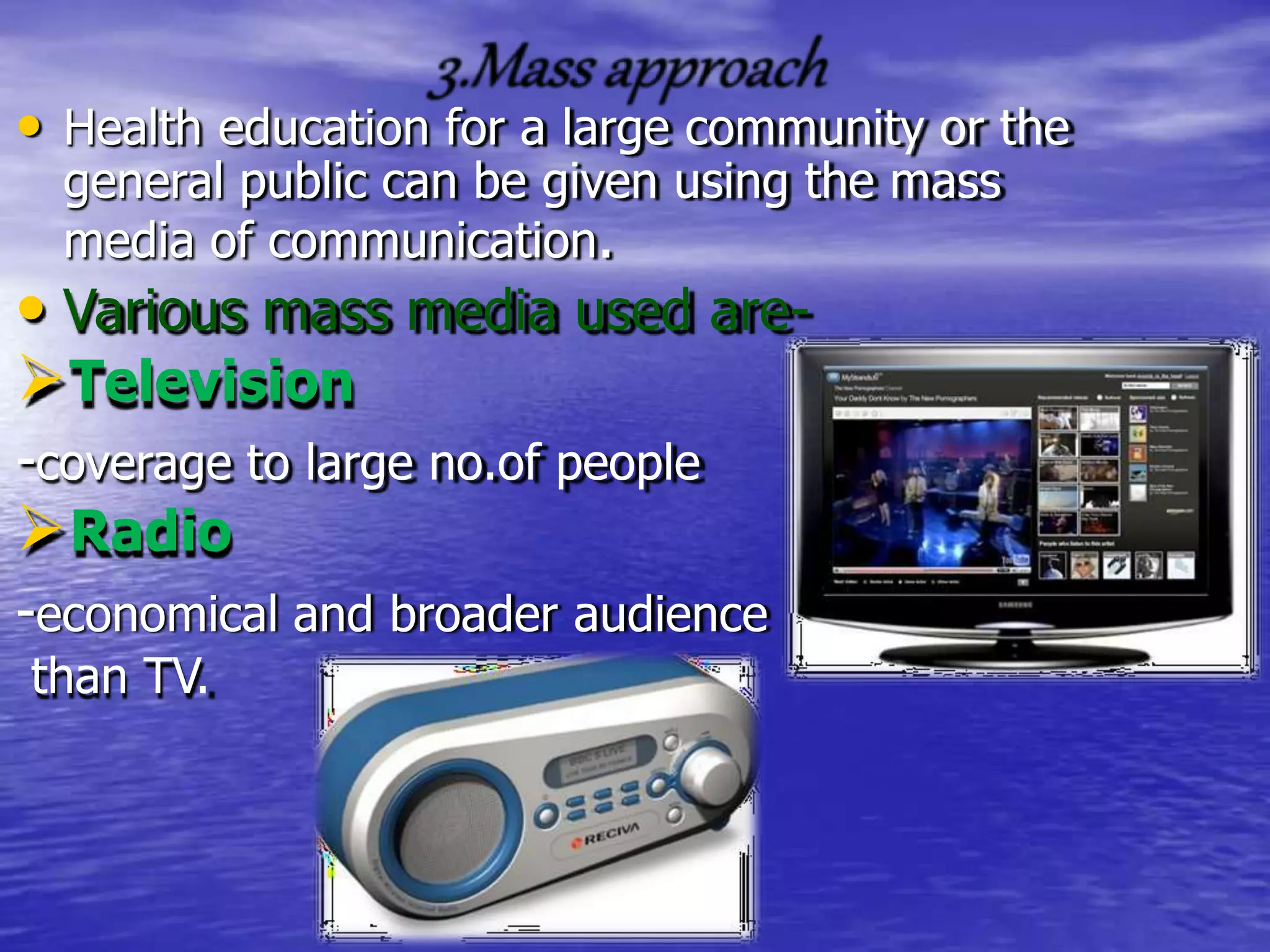 Methods and levels of health education ppt | PPTX