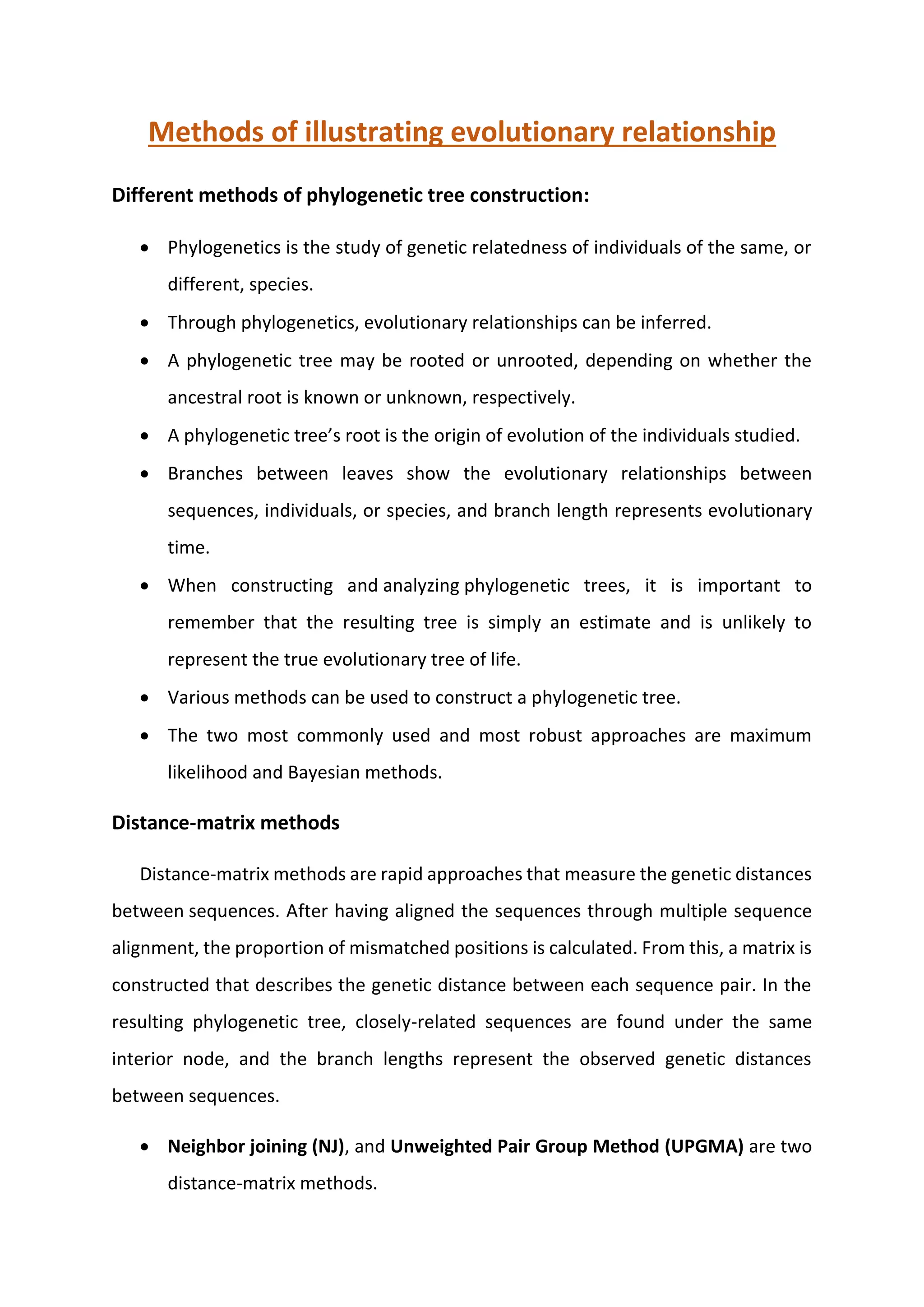 Methods of illustrating evolutionary relationship | PDF