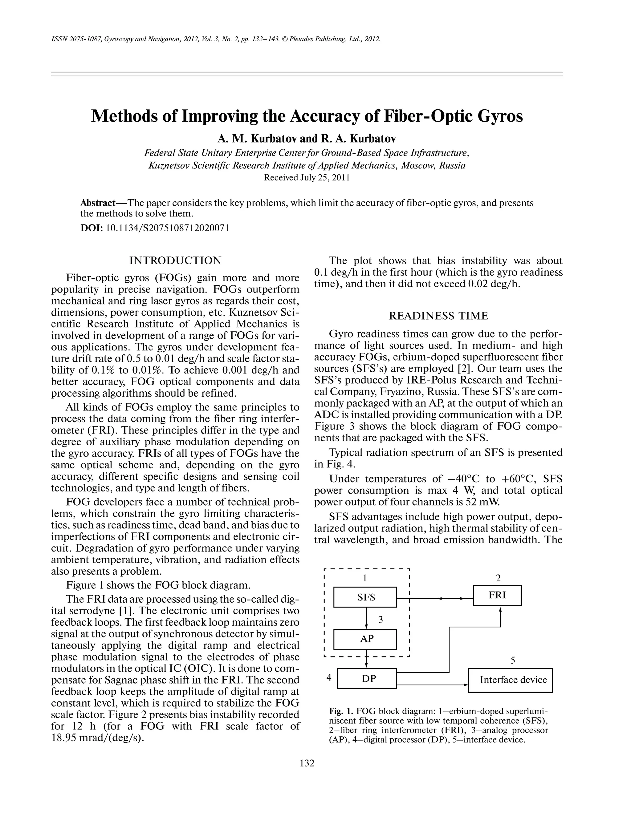 Methods of improving the accuracy of fiber optic gyros | PDF