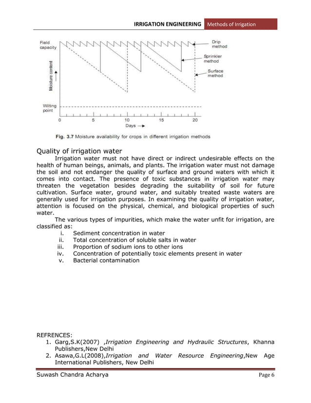 Methods of irrigation | DOCX | Agriculture | Industries
