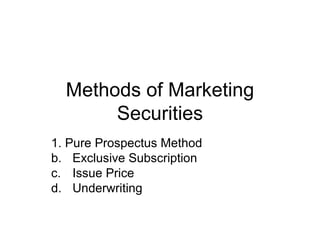 Methods Of Marketing Securities | PPT