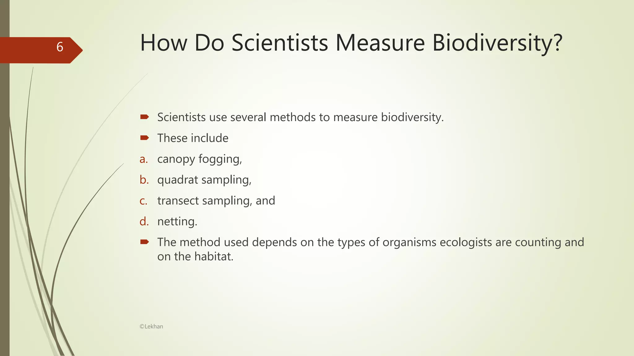 Methods of measuring biodiversity Biodiversity index | PPTX