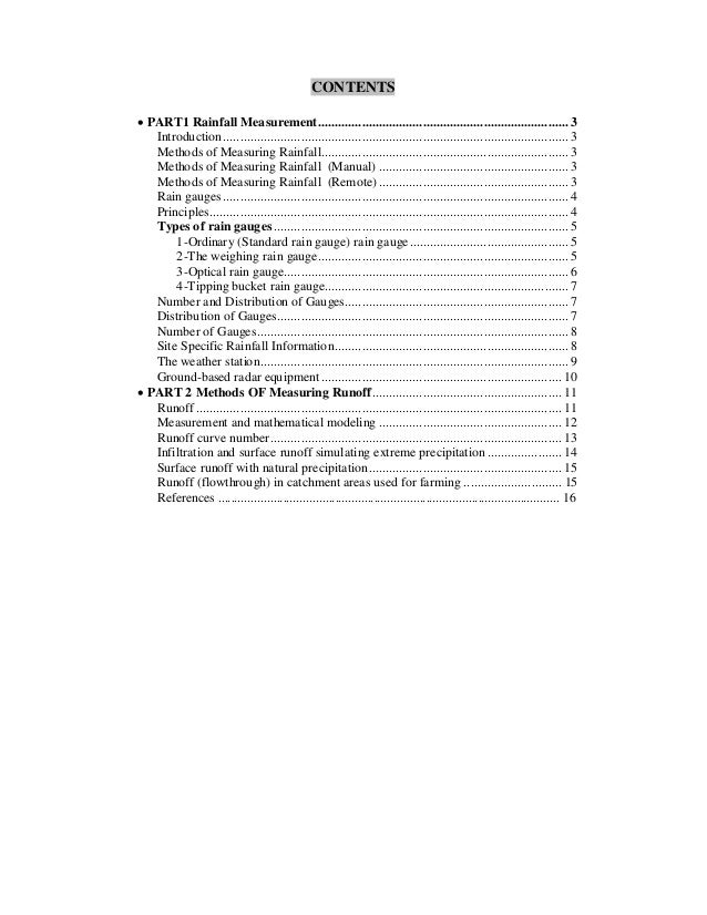Methods of measuring rainfall