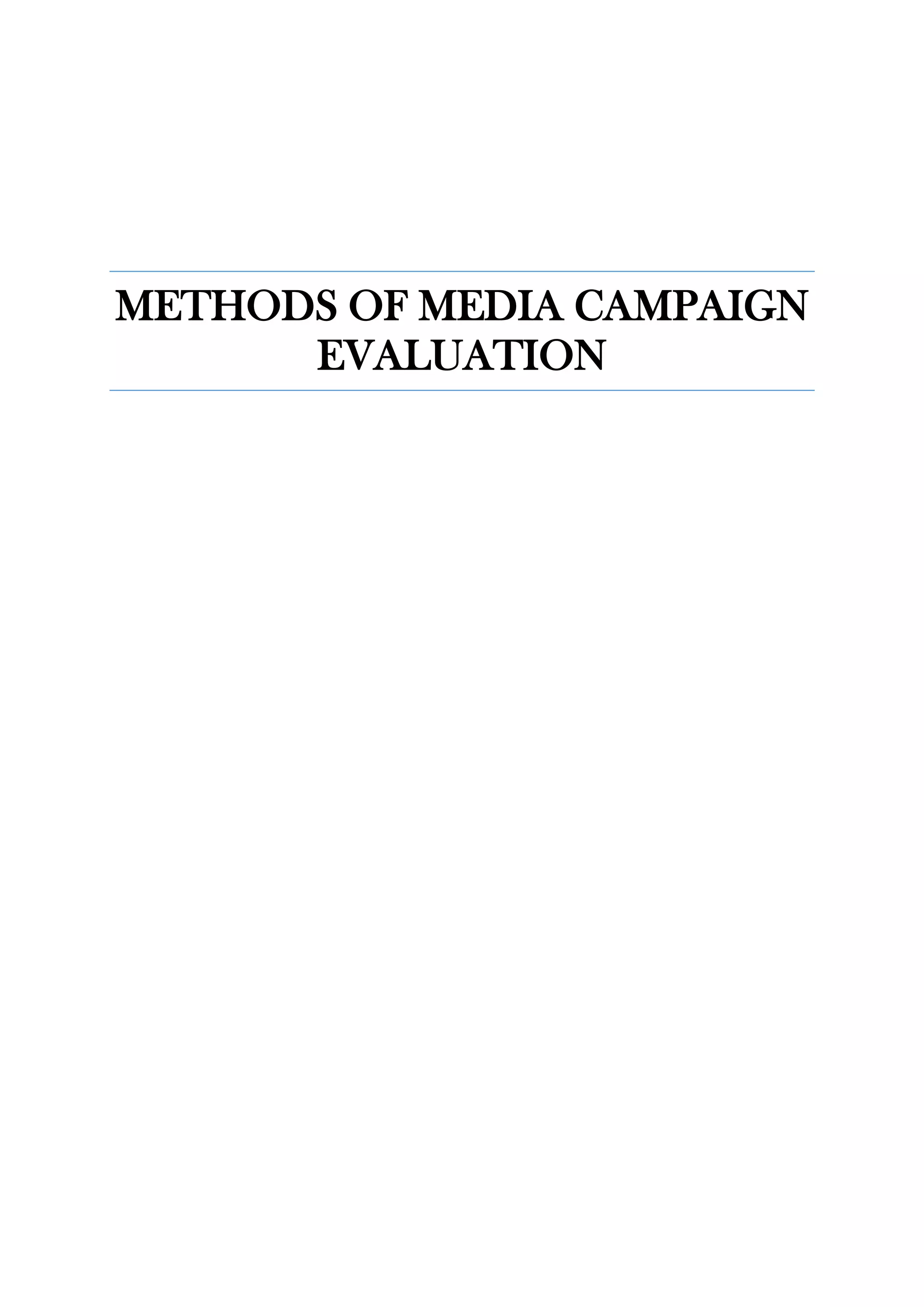 Methods of media campaign evaluation | PDF