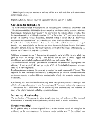 Methods of metal recovery by microorganisms | PDF