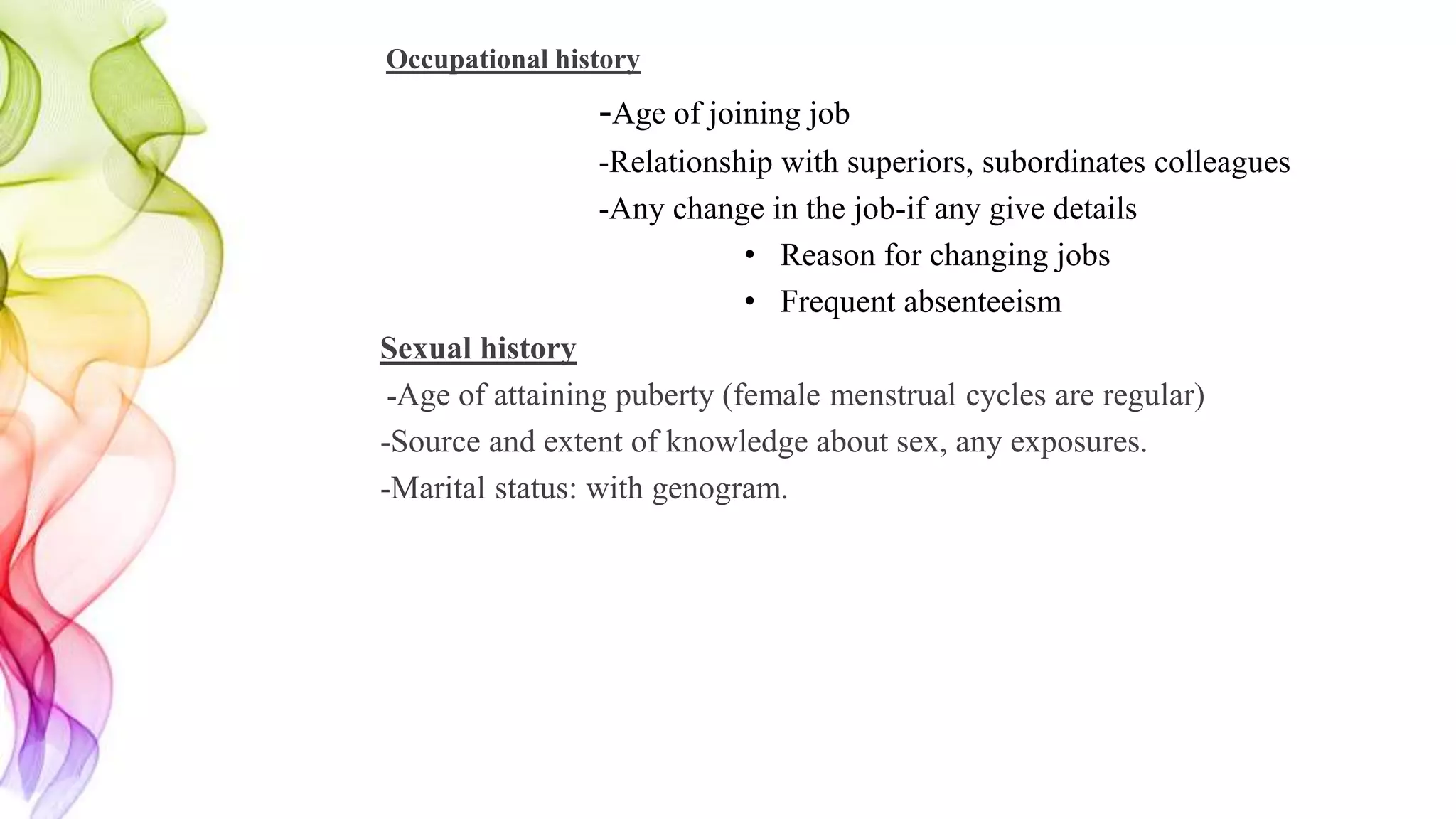 Methods of Mental Health Assessment(.History taking). | PPT