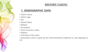 Methods of Mental Health Assessment(.History taking). | PPT