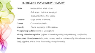 Methods of Mental Health Assessment(.History taking). | PPTX