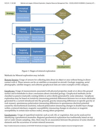 Methods and stages of Mineral Exploration: Adaptive Resource Management ...