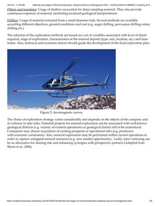 Methods and stages of Mineral Exploration: Adaptive Resource Management ...