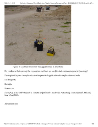 Methods and stages of Mineral Exploration: Adaptive Resource Management ...