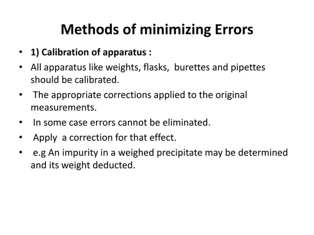 Methods of minimizing errors | PPTX | Chemistry | Science