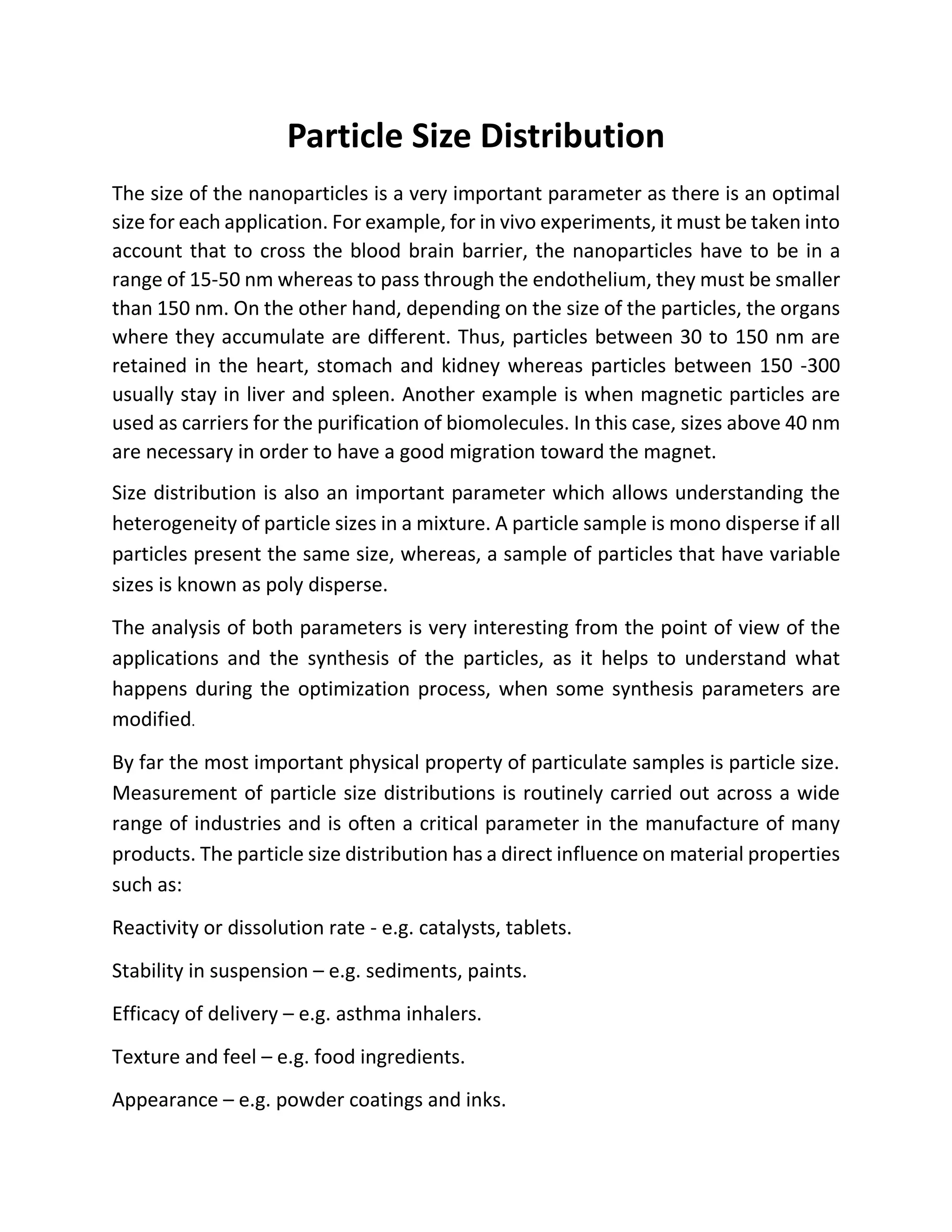 Methods of particle size measrement (032) | PDF