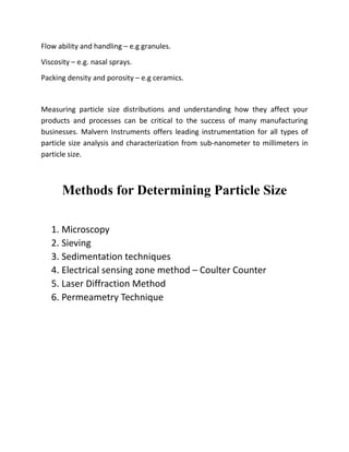 Methods of particle size measrement (032) | PDF