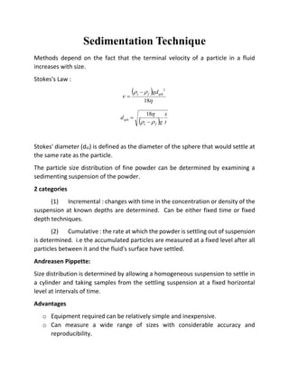 Methods of particle size measrement (032) | PDF