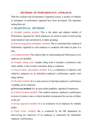 Outline the Methods of Performance Appraisal | DOCX | Human Resources ...