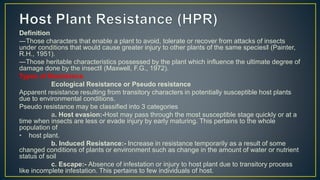 HOST PLANT RESISTANCE AND LEGAL METHODS OF PEST CONTROL | PPTX
