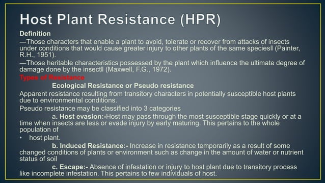 HOST PLANT RESISTANCE AND LEGAL METHODS OF PEST CONTROL | PPTX ...