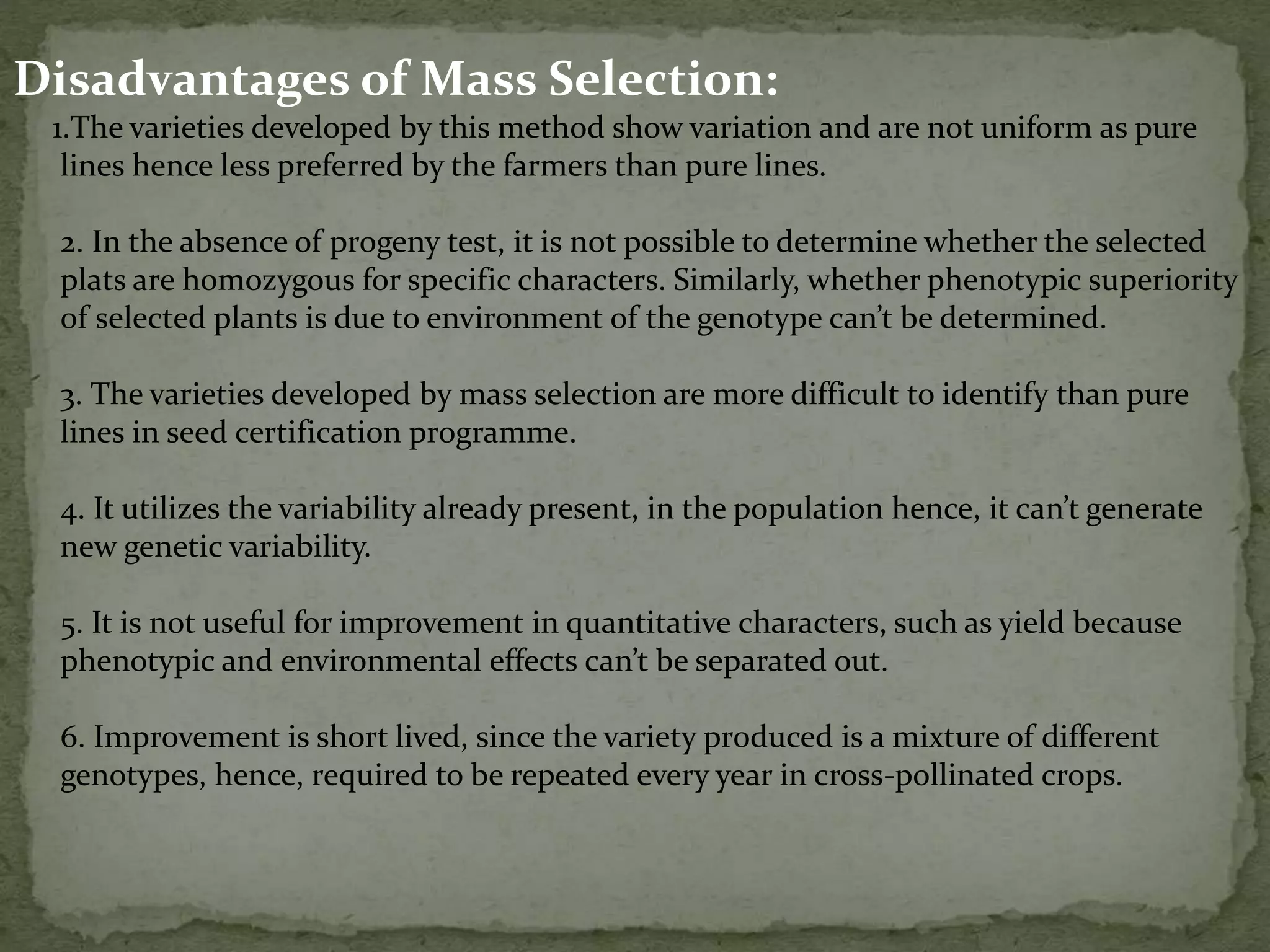 Methods of plant breeding in self pollinating plants | PPTX
