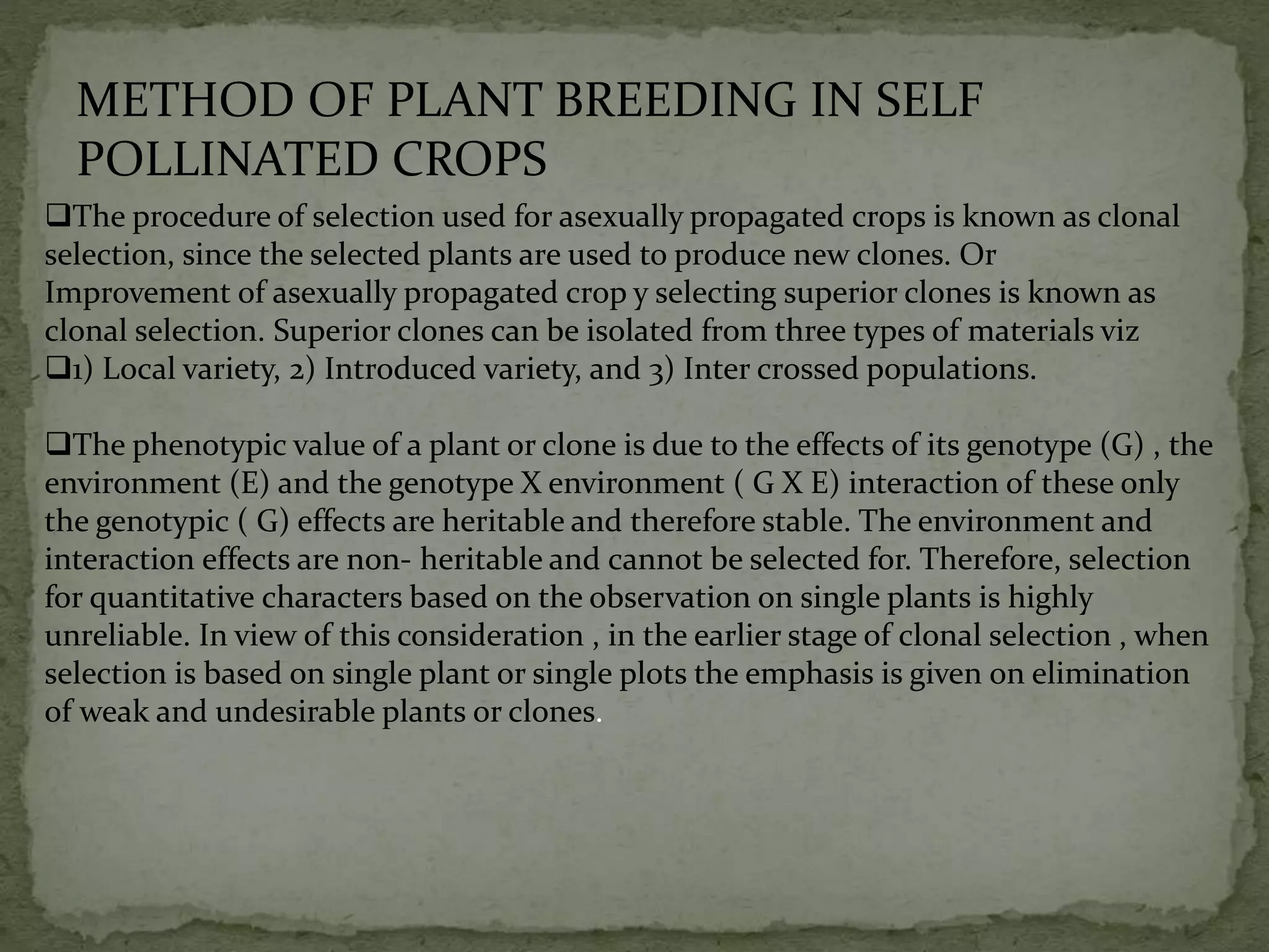 Methods of plant breeding in self pollinating plants | PPTX