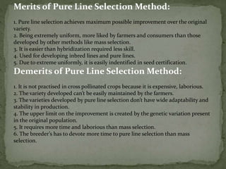 Methods of plant breeding in self pollinating plants | PPTX