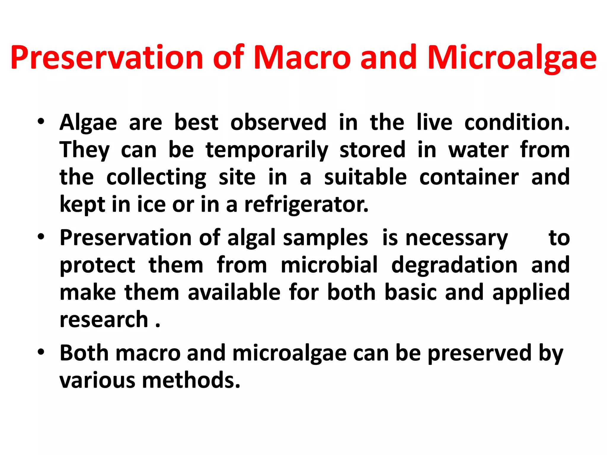 Preservation of macro and micro algae SMG | PPTX