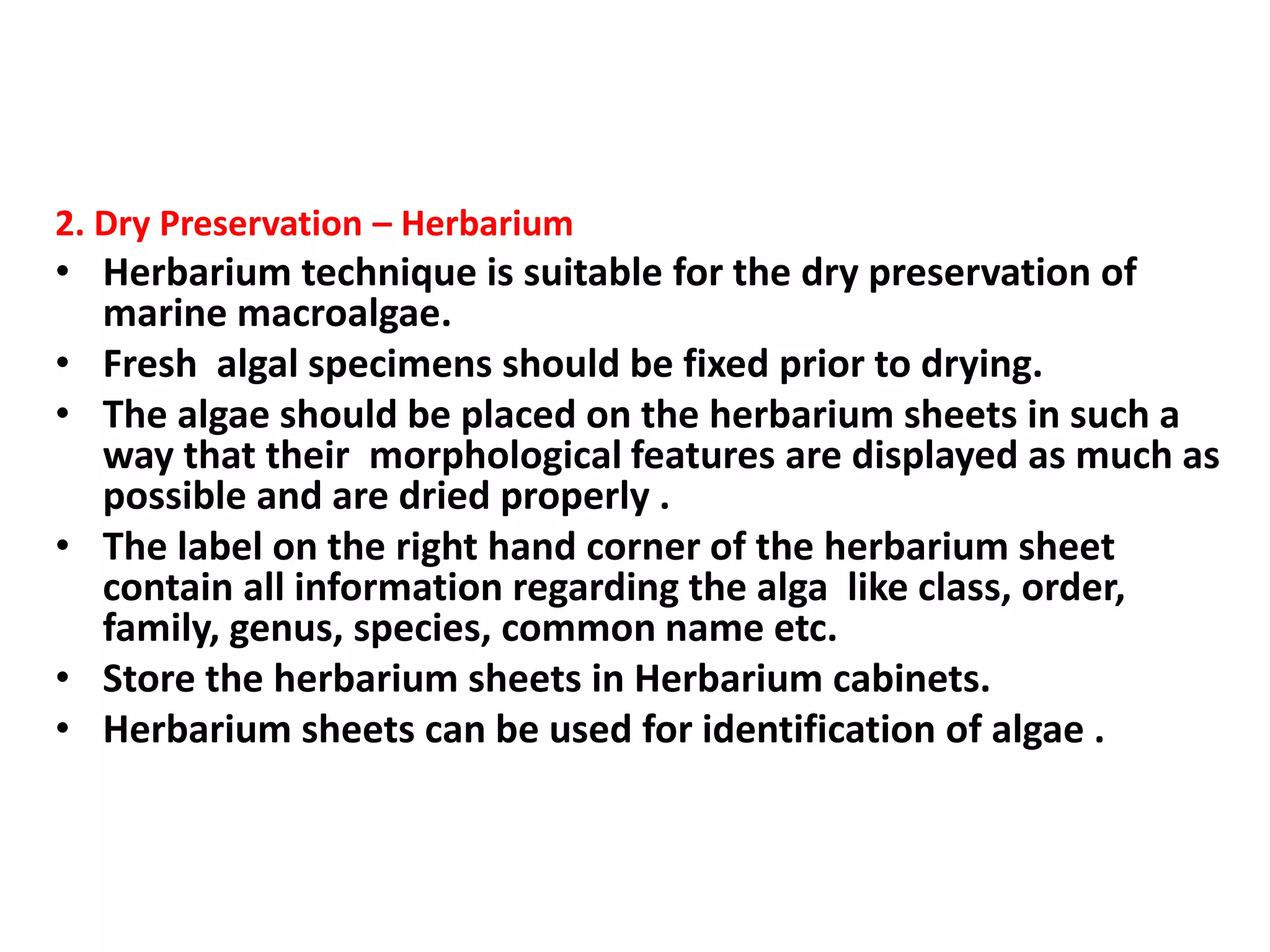 Preservation of macro and micro algae SMG | PPTX