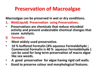 Preservation of macro and micro algae SMG | PPTX