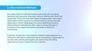 Methods of Psychology, the experimental method, observational method ...