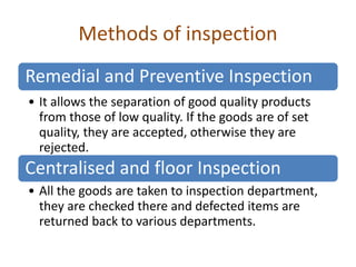 Methods of quality control | PPTX | Manufacturing Industry | Industries