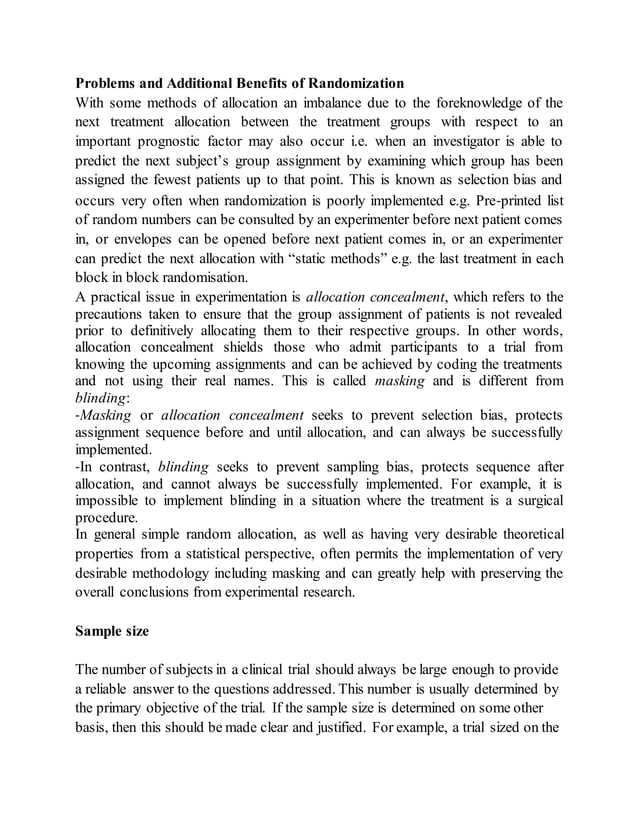 Methods of randomisation in clinical trials | DOCX