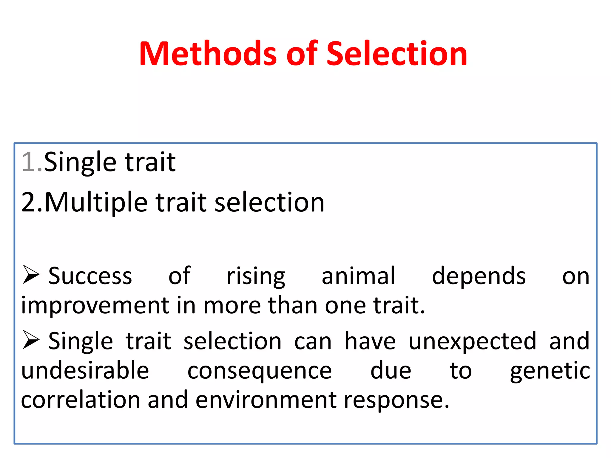 Methods of selection in animal genetics and breeding | PPTX