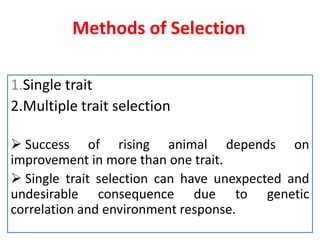Methods of selection in animal genetics and breeding | PPTX